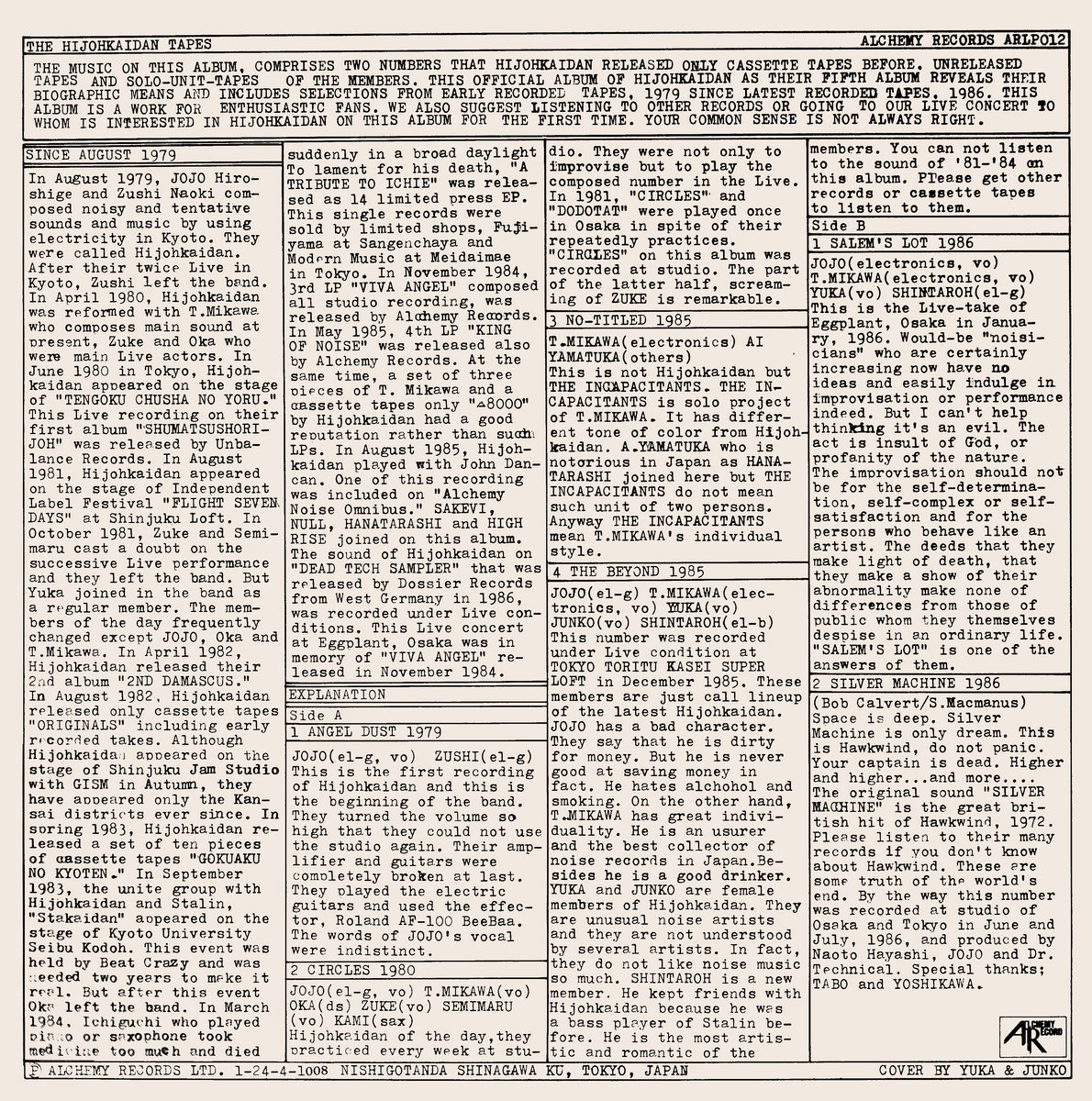 非常階段 [Hijokaidan] - Tapes (Compilation) - Reviews - Album of The Year