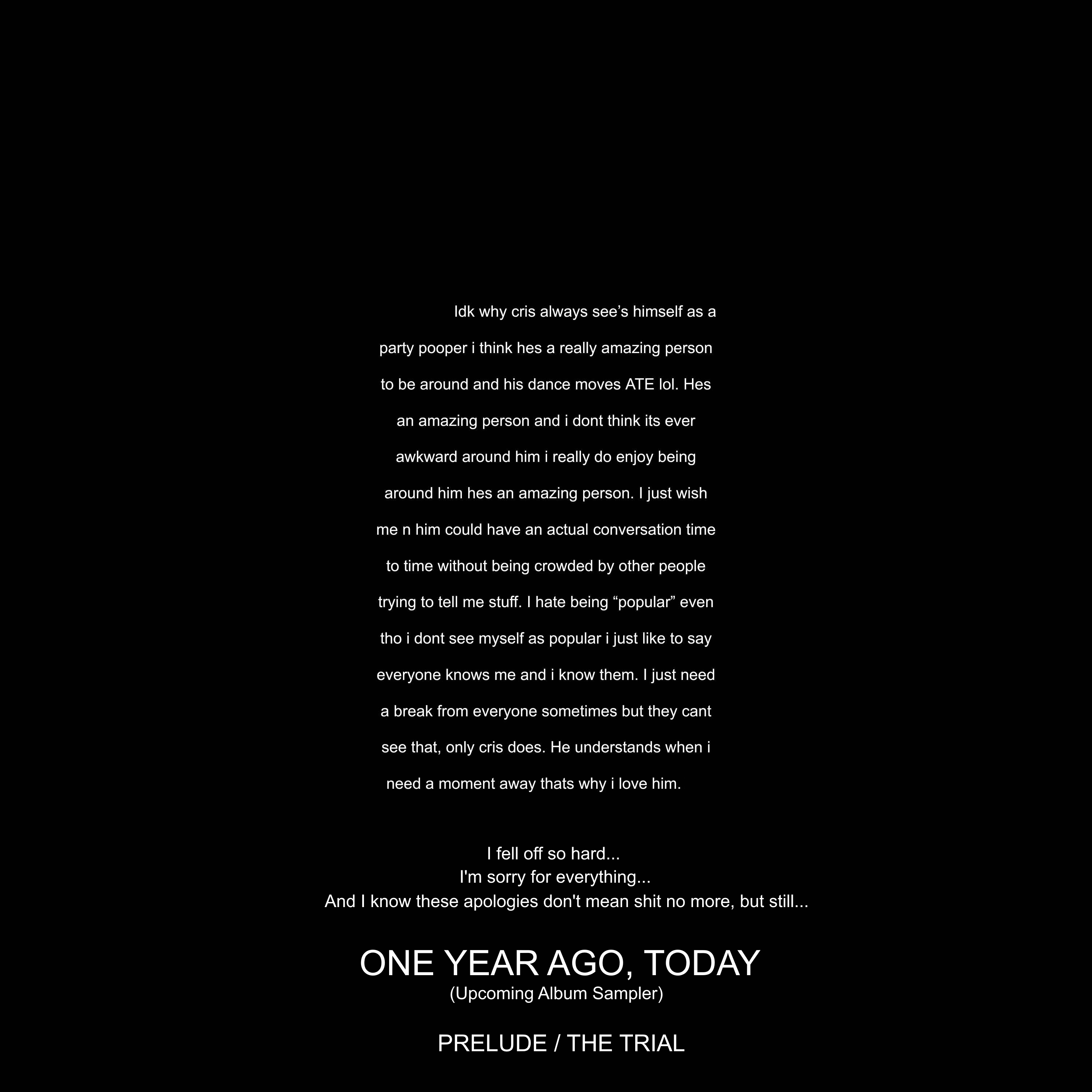 InfiniteCris - ONE YEAR AGO, TODAY (EP) - Reviews - Album of The Year