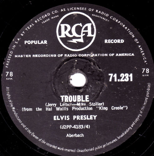 Elvis Presley - Trouble / Crawfish (Single) - Reviews - Album of The Year