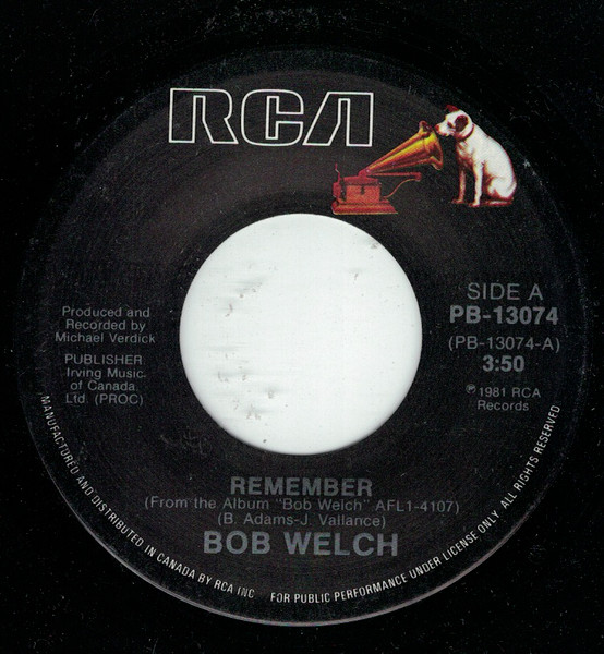Bob Welch - Remember (Single) - Reviews - Album of The Year